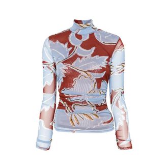 Diane Von F&uuml;rstenberg High Neck Mesh Top - - Tops - Damen - Mehrfarbig - S