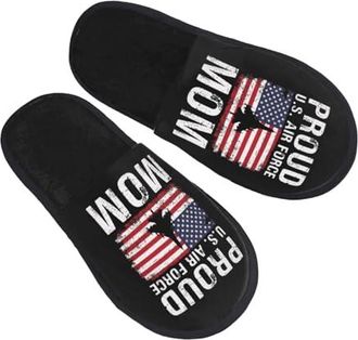 Generic Chaussons Maison Fière Maman Membre Des Forces Armées Américaines Avec Semelle Caoutchouc Pantoufles En Coton Doux Slippers Pour Hiver DIntérieur Cham