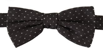 Dolce & Gabbana Mens Gray Polka Dot Silk Neck Papillon Tie Black