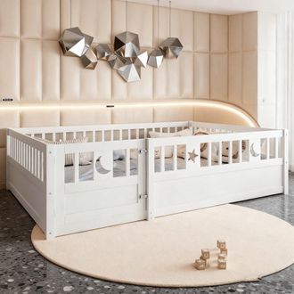 Generic Dekoratives und sicheres Babybett - Himmlisches Sternenthema Minimalistischer Stil, Struktur 140x190cm (Ohne Boxspring/matt)