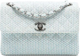 Chanel Hobo Bags - CC Quilted Tweed Chain Flap - Gr. unisize - in Wei&szlig; - f&uuml;r Damen