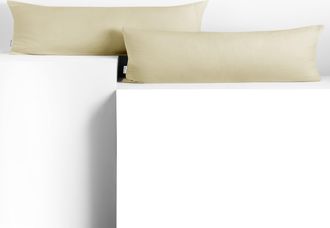 Decoking 2 Kissenbezüge 20x120 cm Jersey 100% gekämmte Baumwolle Reißverschluss beige Amber