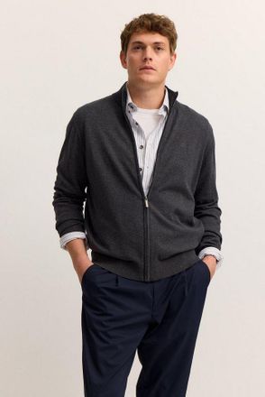 Bugatti Strickjacke Regular Fit aus Baumwolle mit Stehkragen