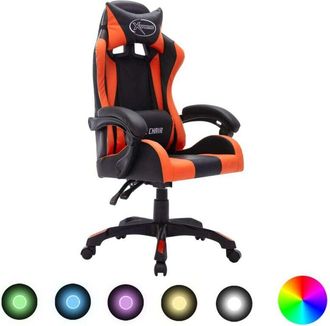 vidaXL Vidaxl - Gaming-Stuhl mit rgb LED-Leuchten Orange und Schwarz Kunstleder
