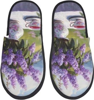 Generic Pantoufles DH&ocirc;tel Peinture Sc&eacute;nique De Th&eacute;i&egrave;re De Lilas Unisexe Pantoufles De Maison R&eacute;utilisables Chaussons Invit&eacute;s Pour Camping Int&eacute;rieur Chambre L