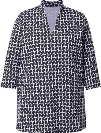 Ulla Popken T-Shirt Shirt Kelchkragen A-Linie 3/4-Arm Pima Cotton