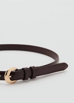 Mango Ceinture fine &agrave; boucle chocolat - Femme - XL - MANGO