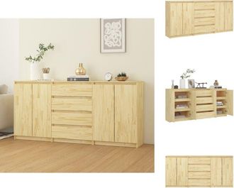 vidaXL Beistellschr&auml;nke 3 Stk. Massivholz Kiefer - Massivholzm&ouml;bel - Kiefernwood - Wohnzimmertisch - Kommode - Regal