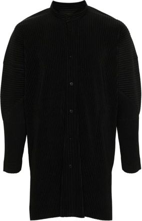 Issey Miyake Homme, Chemises, Noir, Taille: M Pliss&eacute; Shirt