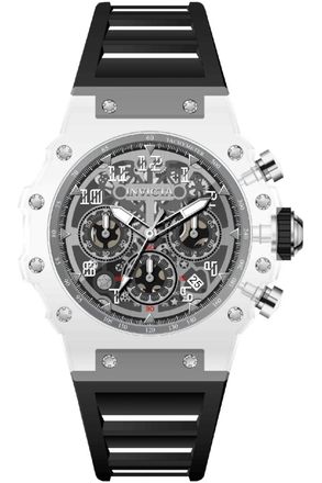 Invicta Racing 69681 Herrenuhr - Quarzwerk - Acryl mit silbernem Zifferblatt - 43 mm