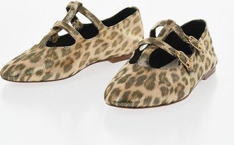 Celine Mary-Jane-Ballerinas aus laminiertem Stoff mit Animalier-Muster Celine