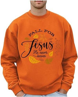 Generic 2026 Pull à capuche pour homme - Grande taille - Sans capuche - Avec logo de vacances - Imprimé - Hauts hip-hop surdimensionnés, Orange, XXL