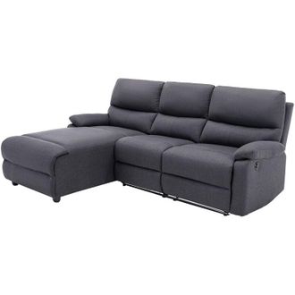 Vente-Unique Vente-unique - Canap&eacute; dangle gauche relax &eacute;lectrique en tissu gris anthracite lunano