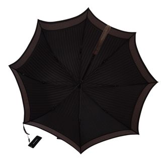 Dolce & Gabbana Mens Brown Striped Leather Handle Collapsible Sartoria Umbrella Polyester Accessory