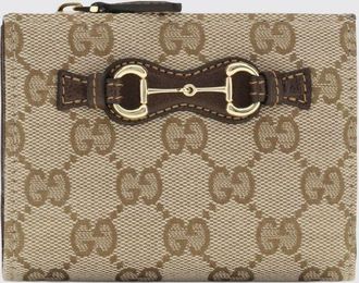 Gucci Horsebit Bifold-Portemonnaie aus GG Supreme-Canvas mit Gebissdetail