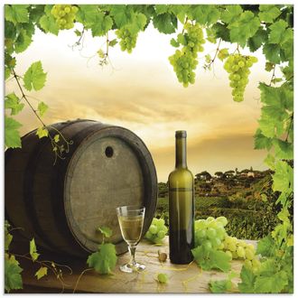 Artland ARTland Wanddeko Glasbilder Wandbild Glas Bild einteilig 40x40 cm Quadratisch Landschaft Natur Wein Obst Trauben Weinberg Winzer U1UE