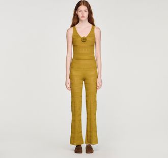 Sandro Top en maille pointelle &agrave; fleur