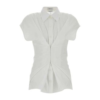 Alexander McQueen Kurz&auml;rmeliges Hemd mit Raffungen - - Blouses & Shirts - Damen - Wei&szlig; - S