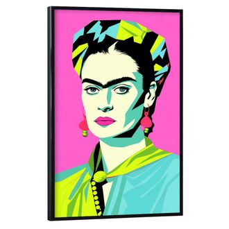 artboxONE Poster mit schwarzem Rahmen 30x20 cm Abstrakt Kahlo Colorful - Bild Frida pop-Art Accessories Andy Warhol