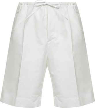Bottega Veneta Homme, Shorts, Blanc, Taille: S Cotton Poplin Pleated Bermuda Shorts