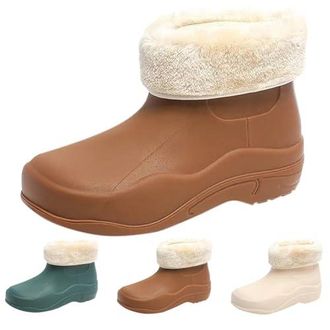 Generic Bottes de pluie en caoutchouc pour femme avec doublure en peluche, l&eacute;g&egrave;res, antid&eacute;rapantes, imperm&eacute;ables, pour le travail en plein air, caf&eacute;, 38.5 EU
