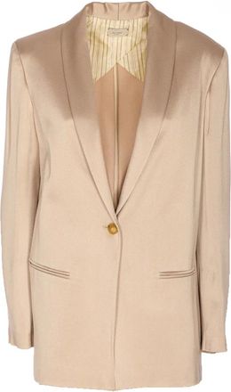 Alysi Femme, Vestes, Beige, Taille: 38 FR Blazer Scivolato Liquid Satin