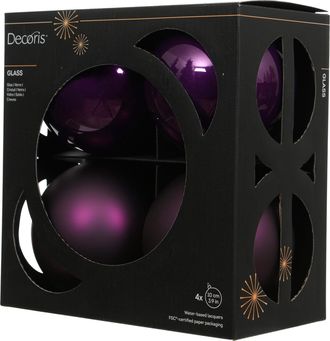 Kaemingk Weihnachtskugeln Glas 10cm 4 Stück - matt & glänzend - Große Christbaumkugeln Weihnachtsbaumkugeln für Weihnachten - Christbaumschmuck & Weihnachtsbau