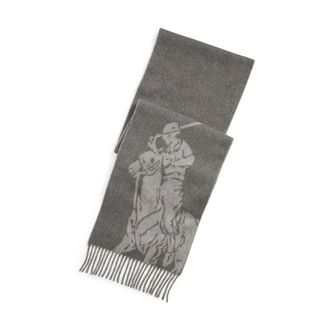 Polo Ralph Lauren Homme, Accessoires, Gris, Taille: ONE Size &Eacute;charpe en laine &agrave; franges graphique Player