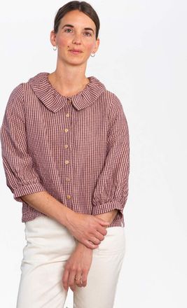 Matona Damen vegan Bluse Mit Rüschenkragen Heather Dunkelrot