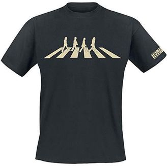 THE ROLLING STONES Rock Off The Beatles Abbey Road Silhouette - T-Shirt - Coupe Droite - Col Rond - Manches Courtes - Homme - Noir - Medium (Taille Fabricant: Medium)