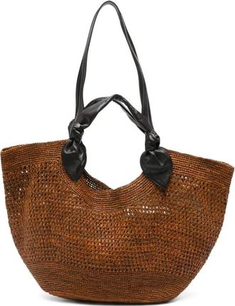 Hereu Femme, Sacs, Brun, Taille: ONE Size Fonol Woven Knotted Tote Bag