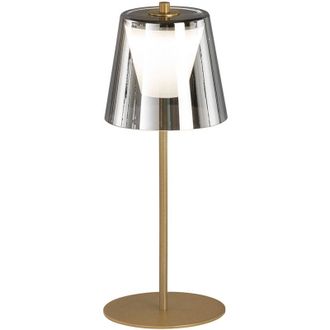 Fischer Leuchten Fischer Leuchten - Lampe de table led Touchdimmer Lampe dext&eacute;rieur verre fum&eacute; Lampe de jardin accu Lampe de table, m&eacute;tal dor&eacute;, 2W 270lm blanc chaud