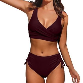 Generic Ensemble bikini sexy et &eacute;l&eacute;gant - Deux pi&egrave;ces - Triangle - Col en V - Maillot de bain push-up - Maillot de bain incurv&eacute; - Haut de bikini - Soutien de 