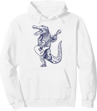 Seembo Alligator spielt Gitarre Krokodil Gitarristen Rockmusiker Pullover Hoodie