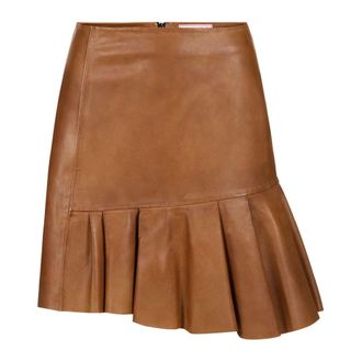 Iceberg Femme, Jupes, Brun, Taille: 36 FR Mini-jupe en cuir avec volant lat&eacute;ral
