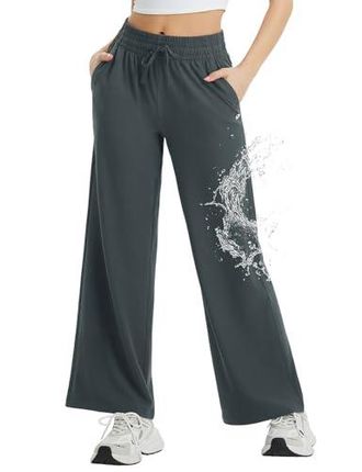 Baleaf Pantalon imperm&eacute;able pour femme avec grandes poches - Leggings &eacute;vas&eacute;s pour l&eacute;t&eacute;, entra&icirc;nement et voyage, gris, L