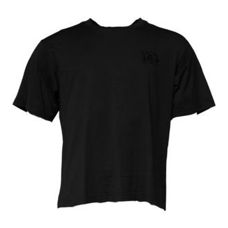 Dolce & Gabbana Schwarzes T-Shirt mit Logo und Rundhalsausschnitt aus Baumwolle - - Tops - Herren - Schwarzk - M