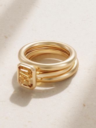 By Pariah Lumen Stack Set Aus Drei Ringen Aus Recyceltem 14 Karat Gold Mit Quarz