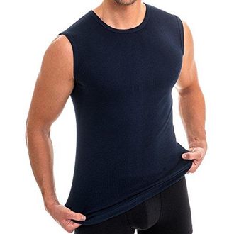 Hermko 3040 Chemise Musculaire Homme, Encolure Ronde 100% Coton Biologique, Taille:7 (XXXL), Couleur:Bleu foncé