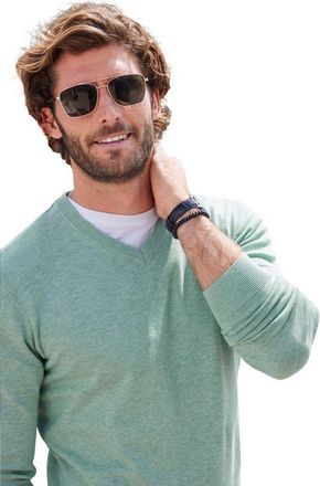 H.I.S Strickpullover mit V-Ausschnitt, Pullover aus Feinstrick, Baumwollmischung