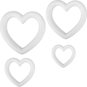 Pretyzoom 4 St&uuml;ck Teiliges Wei&szlig;es Schaumstoff-Herz- Leichte Bastelrohlinge Unbemalte DIY Kranzform Stabile Herzschaummodelle f&uuml;r Hochzeits Valentinstagsdekorati