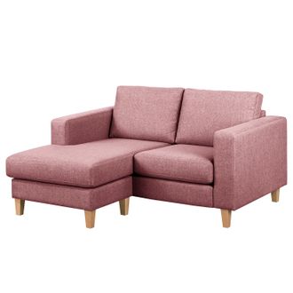Norrwood home24 Ecksofa 1-Sitzer mit Longchair Pink Webstoff Lark 154 x 86 x 140cm Longchair davorstehend links Skandi