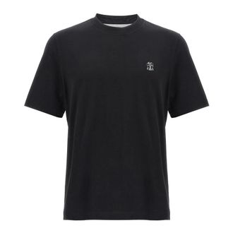 Brunello Cucinelli Homme, Tops, Noir, Taille: XS T-shirt ras du cou en jersey de coton
