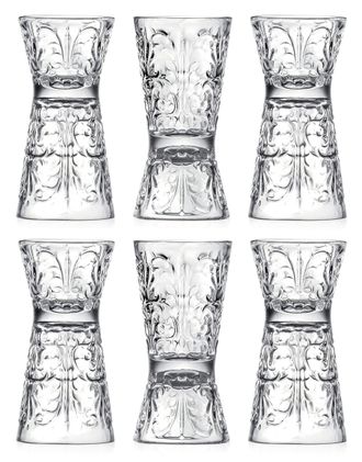 Barski Glas - wendbares Schnapsglas - Jigger Tumbler - für Likör - Wodka - Cocktail - Set mit 6 Gläsern - eine Seite ist 28 ml, die andere Seite ist 57 ml, h