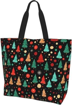 Generic Motif De No&euml;l Vert Et Rouge Sac A Main Femme L&eacute;ger Tote Bag Grand Sac Cabas Pour Gym Plage Quotidienne
