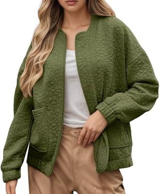 Generic Veste Femme Chic Et Elegant Veste d&eacute;contract&eacute;e femme manches longues cardigan boutonn&eacute; manteau textur&eacute; l&eacute;ger confortable &eacute;l&eacute;gant mode ext&eacute;rieur (Green