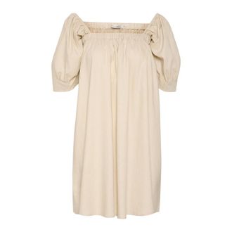 Gestuz Femme, Robes, Beige, Taille: 46 FR Robe Courte en Lin avec Volants