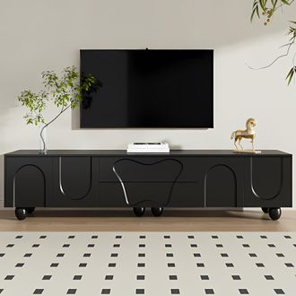 Generic TV Schrank Lowboard mit Holzbeinen und Stauraum, TV Board mit F&auml;chern und Schubladen f&uuml;r Wohnzimmer, Medienm&ouml;bel f&uuml;r Fernseher und Ger&auml;te, TV St&auml;nder 