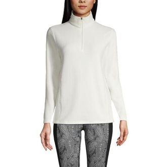Lands End Anyweather Fleece-Pullover mit Rei&szlig;verschluss, Damen, Gr&ouml;&szlig;e:56-58 plus, Wei&szlig;, Polyester, by Lands End