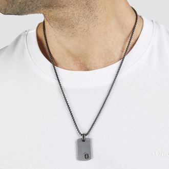 s.Oliver Herren Necklace - Halskette aus mattiertem Edelstahl mit Taganh&auml;nger - IP Gun - Panzerkette verstellbar bis 60 cm - wasserfest & hautfreundlich